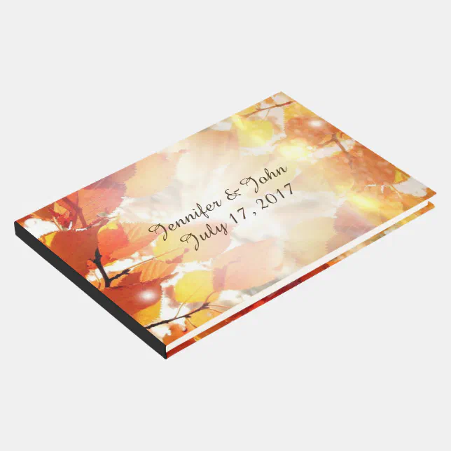 Autumn Leaves Wedding Guest Book | Zazzle