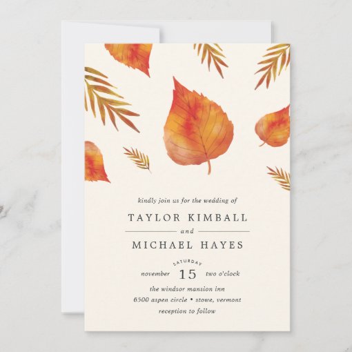 Autumn Leaves Wedding Invitation | Zazzle