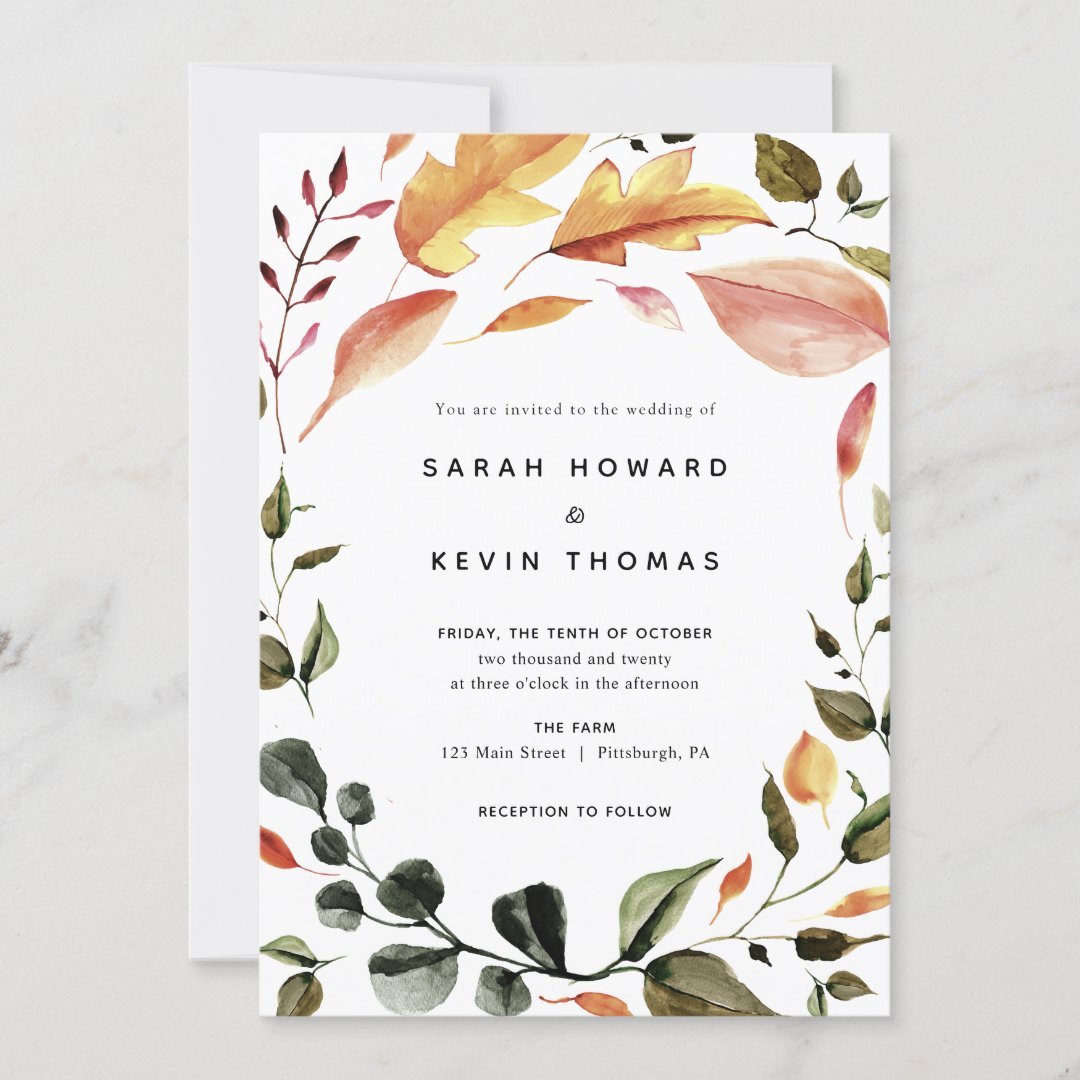 Autumn Leaves Wedding Invitation | Zazzle