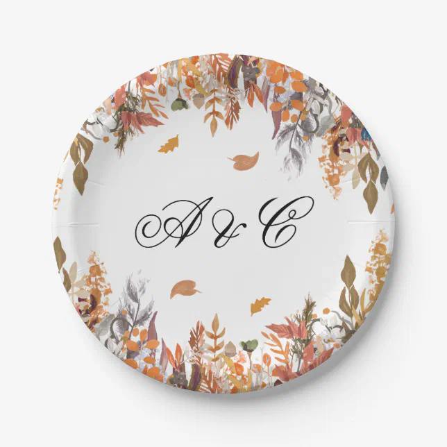 Autumn Leaves Wedding Party Paper Plates | Zazzle
