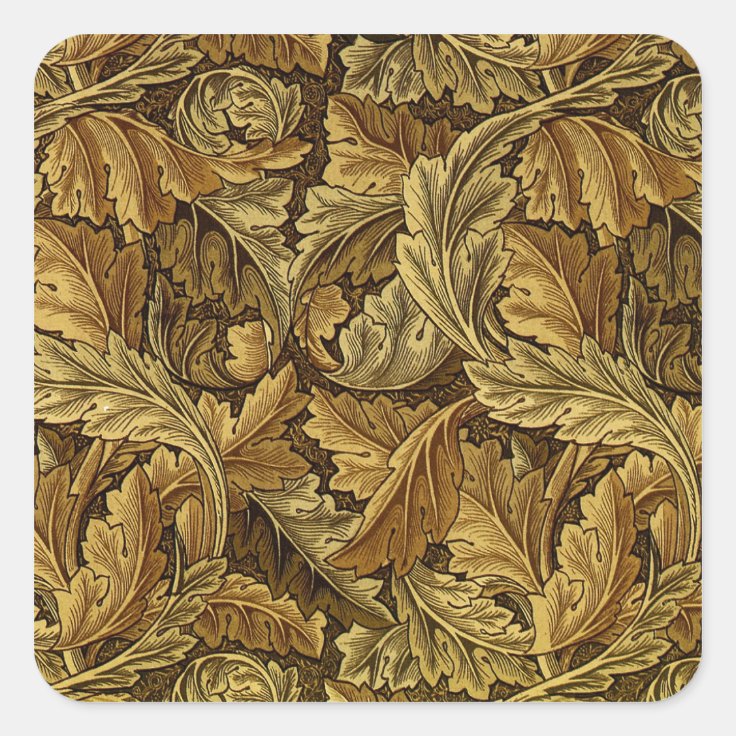 Autumn leaves William Morris pattern Square Sticker | Zazzle