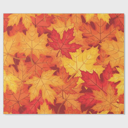 Autumn leaves wrapping paper | Zazzle