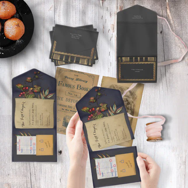Autumn Library Book All in One Wedding Invite | Zazzle
