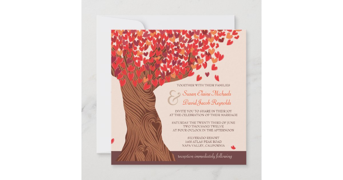 Autumn Love Romantic Oak Tree Wedding Invite | Zazzle