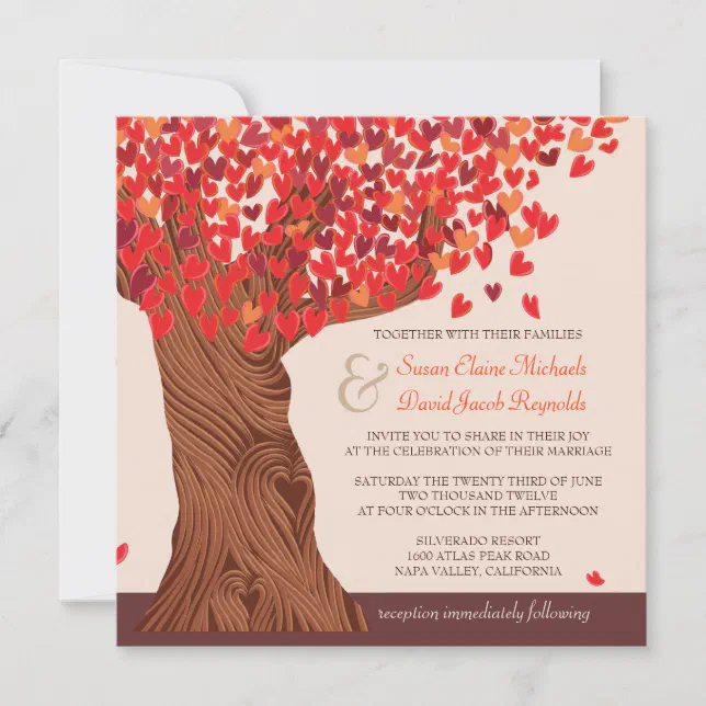 Autumn Love Romantic Oak Tree Wedding Invite | Zazzle