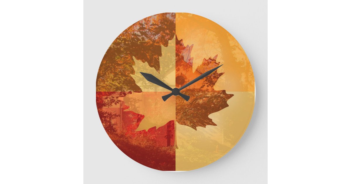 Autumn, Maple Leaf Large Clock | Zazzle