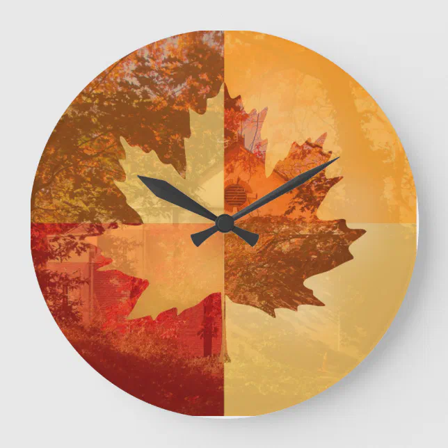 Autumn, Maple Leaf Large Clock | Zazzle