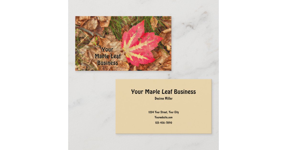 Autumn Maple Leaf Red Fall Themed Rustic Business Card | Zazzle