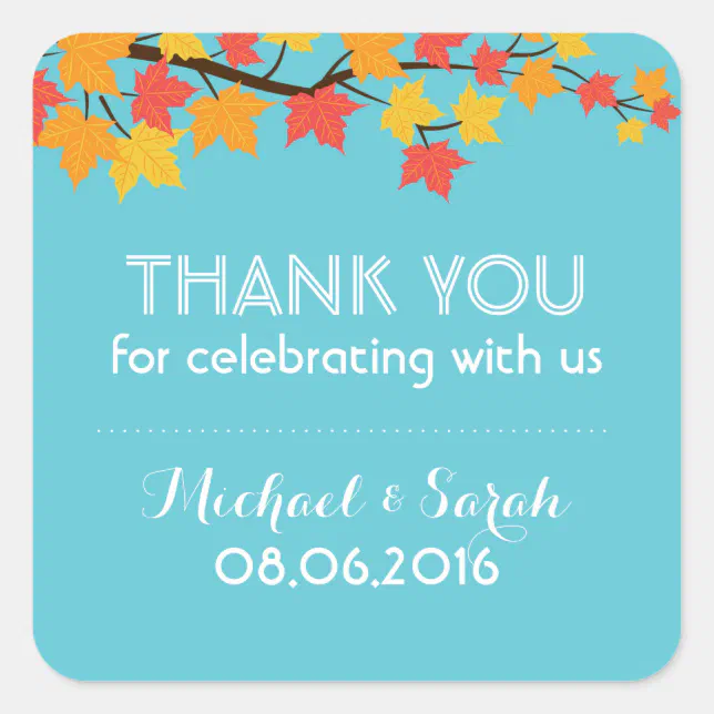Autumn Maple Leaves Fall Thank You Sticker | Zazzle