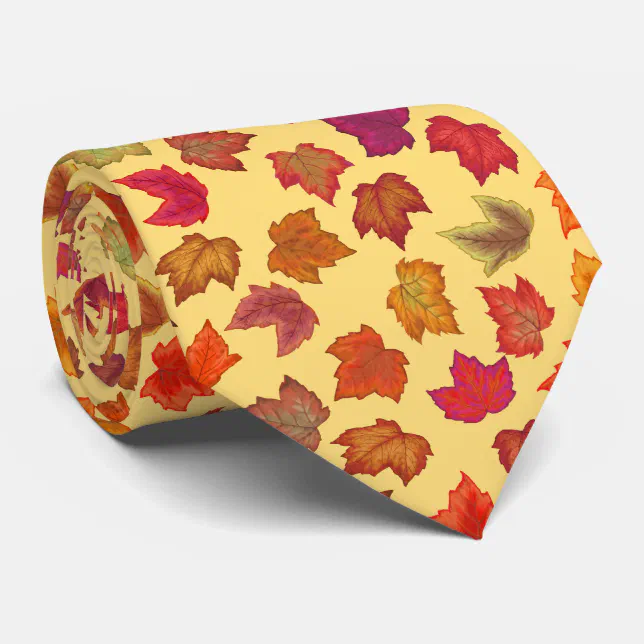 Autumn Maple Leaves U-Pick Background Color Neck Tie | Zazzle