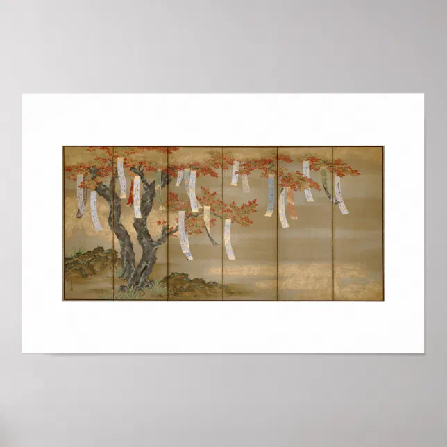 "Autumn Maples with Poem Slips" by Tosa Mitsuoki Poster | Zazzle