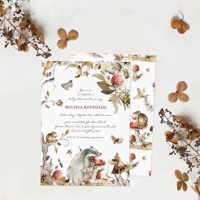 Autumn Mushroom | Woodland Forest Baby Shower Invitation | Zazzle Autumn Mushroom | Woodland Forest Baby Shower Invitation | Zazzle