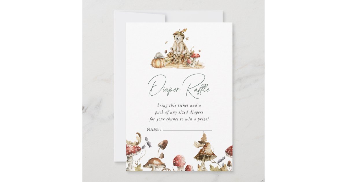 Autumn Mushroom | Woodland Forest Diaper Raffle Invitation | Zazzle