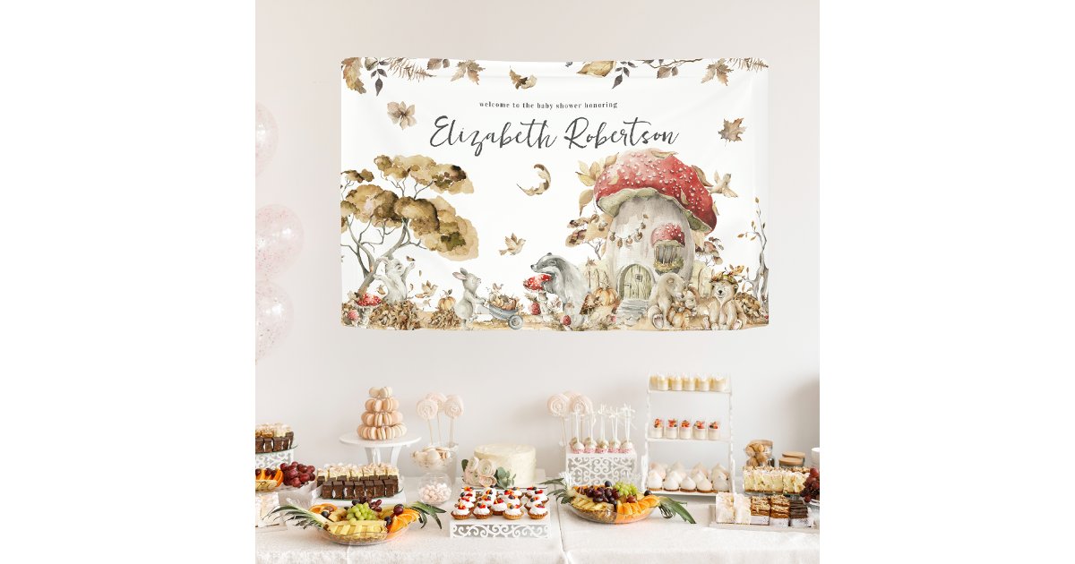 Autumn Mushroom | Woodland Forest Welcome Banner | Zazzle