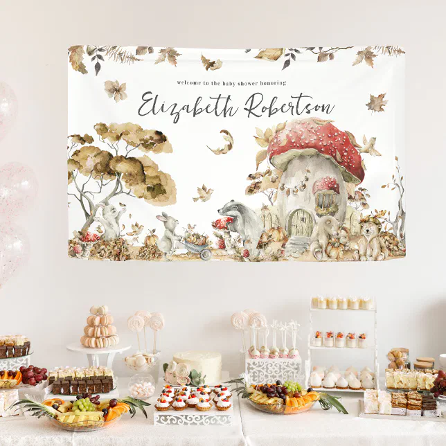 Autumn Mushroom | Woodland Forest Welcome Banner | Zazzle
