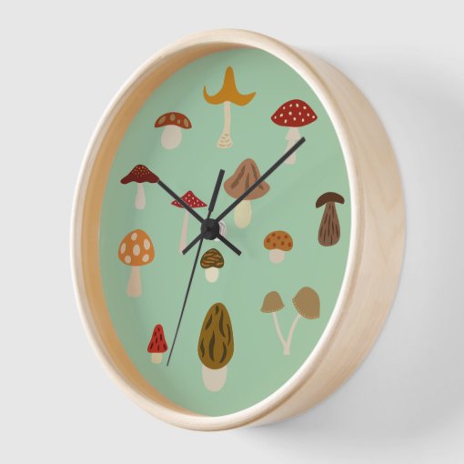 Autumn Mushrooms Clock | Zazzle