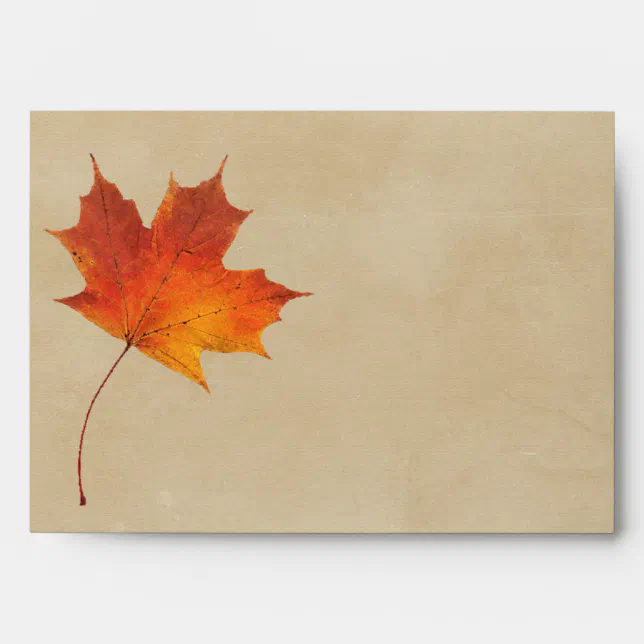 Autumn Orange Fall in Love Leaves Wedding Envelope | Zazzle