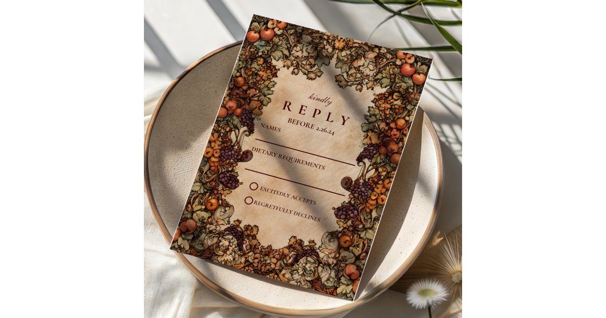 Autumn Orchard Wedding RSVP Card | Zazzle