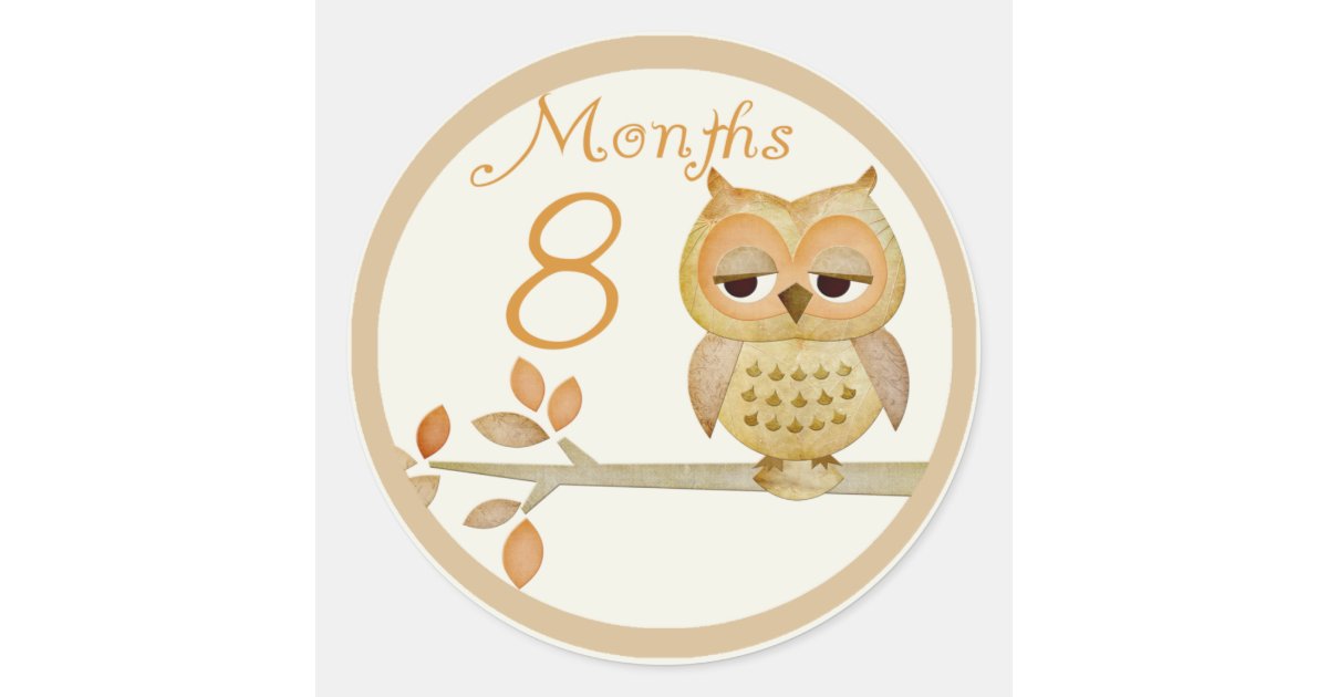 Autumn Owl 8 Months Sticker | Zazzle