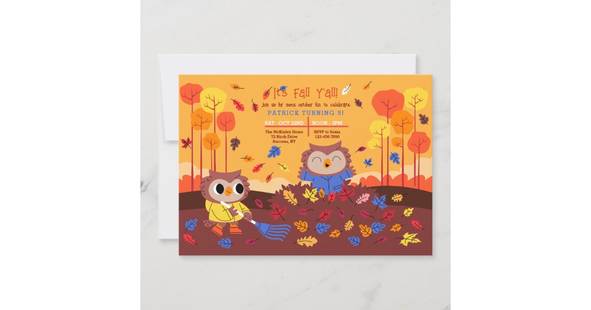 Autumn Owls Invitation | Zazzle