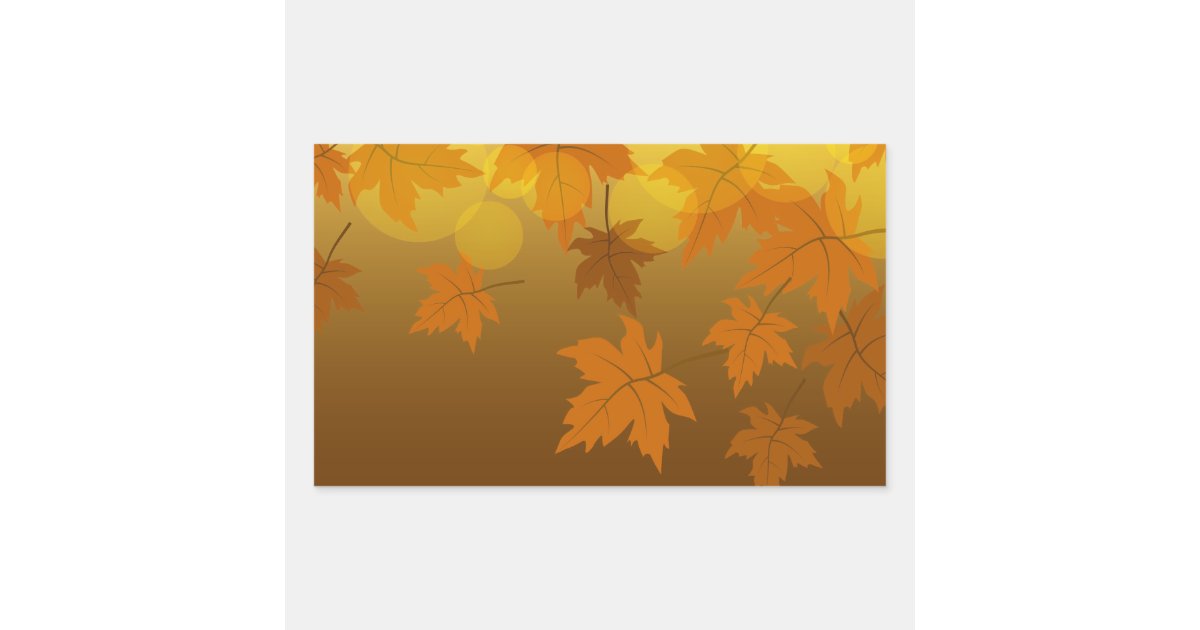 Autumn pattern with falling maple leaves and bokeh rectangular sticker ...