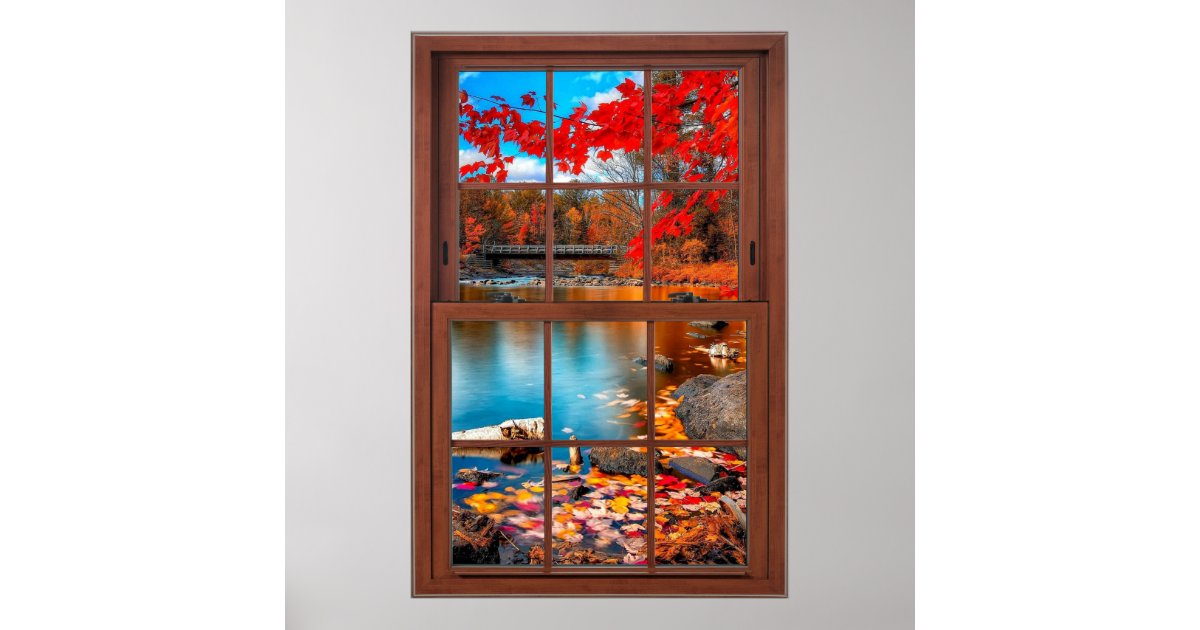 Autumn Picture Window Scenery - Illusion Poster | Zazzle