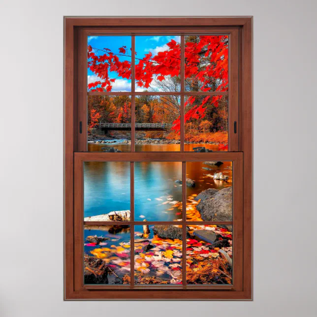 Autumn Picture Window Scenery - Illusion Poster | Zazzle