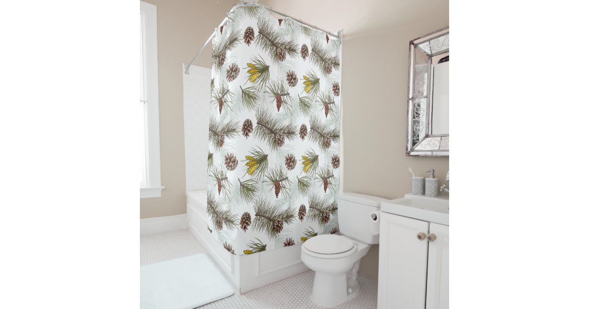 Autumn Pine Cones Shower Curtain | Zazzle
