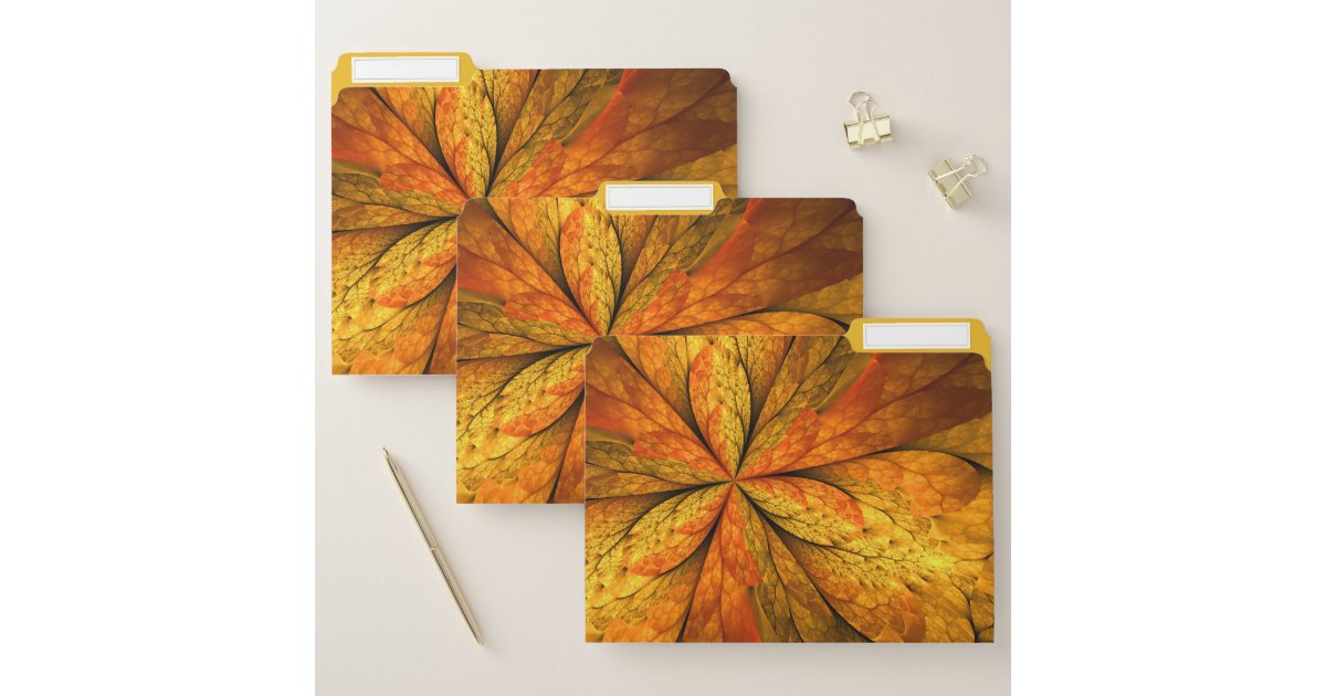 Autumn Plant, Modern Abstract Fractal Art Leaf File Folder | Zazzle