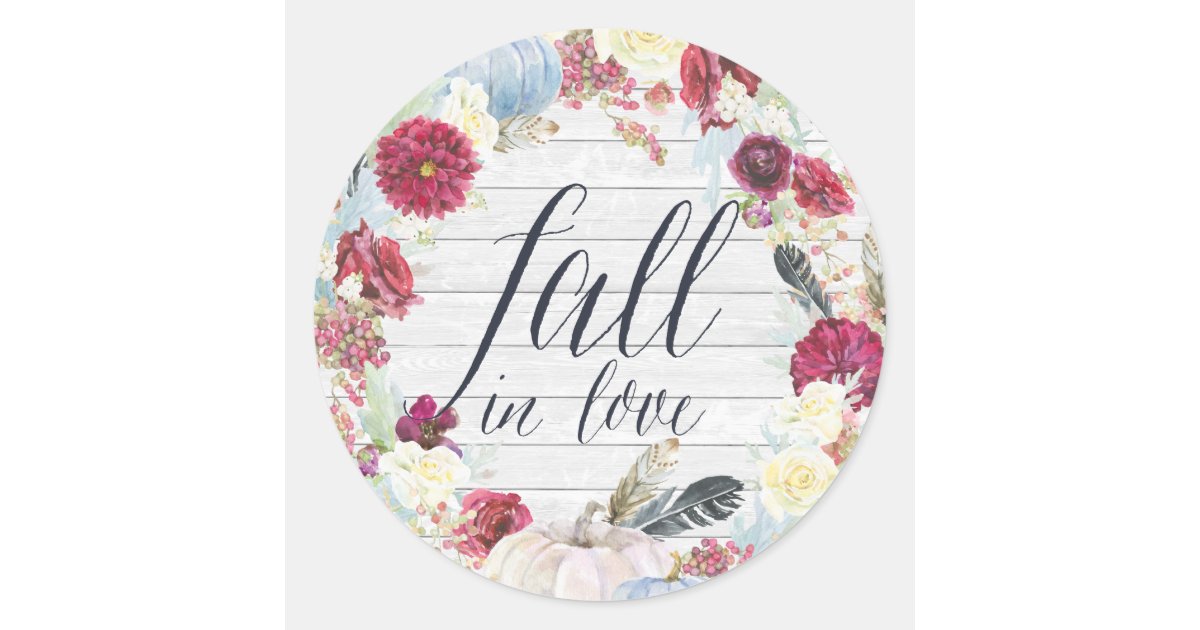 Autumn Pumpkin "Fall in Love" Stickers | Zazzle