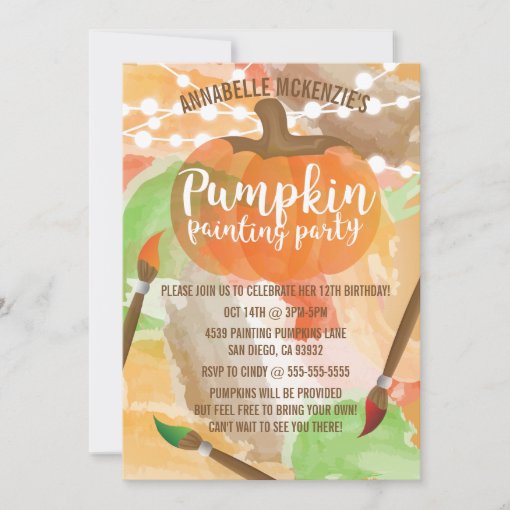 Autumn Pumpkin Painting Party Invitations | Zazzle