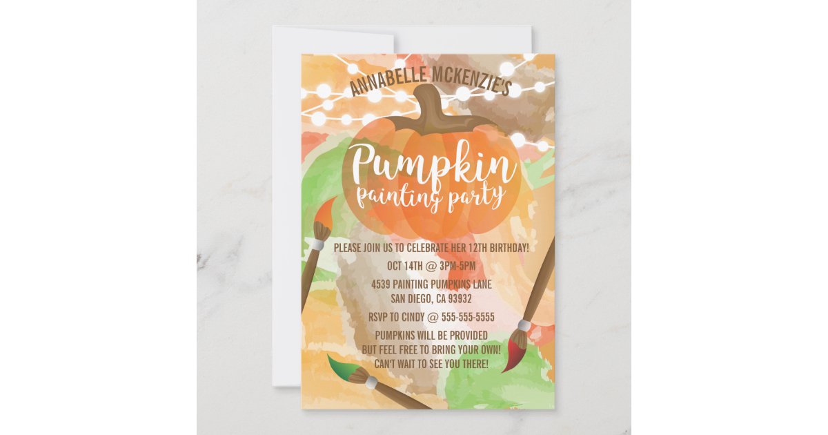 Autumn Pumpkin Painting Party Invitations | Zazzle