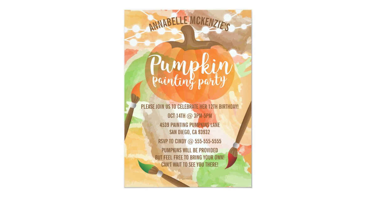 Autumn Pumpkin Painting Party Invitations | Zazzle.com