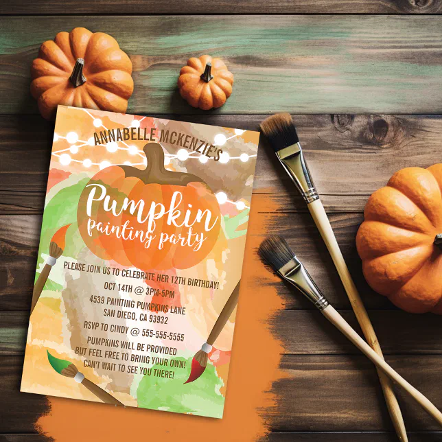 Autumn Pumpkin Painting Party Invitations | Zazzle