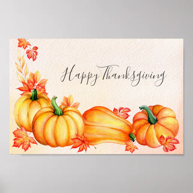 Autumn Pumpkin | Thanksgiving Poster | Zazzle