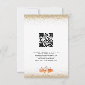 Autumn Pumpkins Floral Glitter Fall Script QR Code RSVP Card | Zazzle
