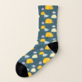 Autumn Rainy Day with Umbrella Pattern Dark Socks | Zazzle