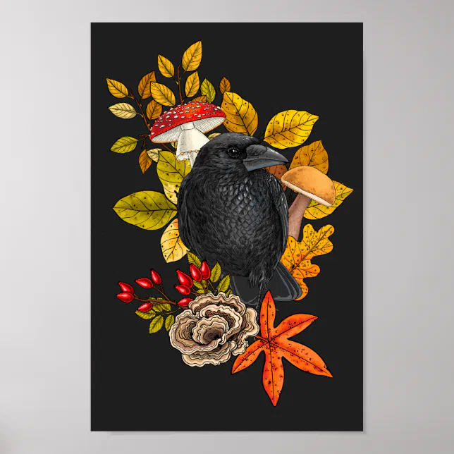 Autumn raven poster | Zazzle