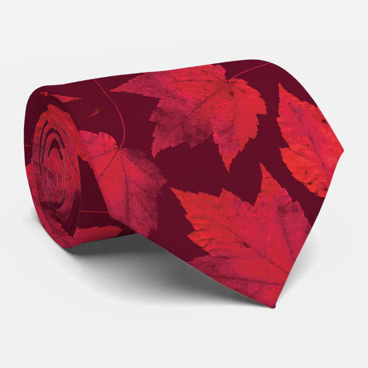 Autumn Red Maple Leaves Neck Tie | Zazzle