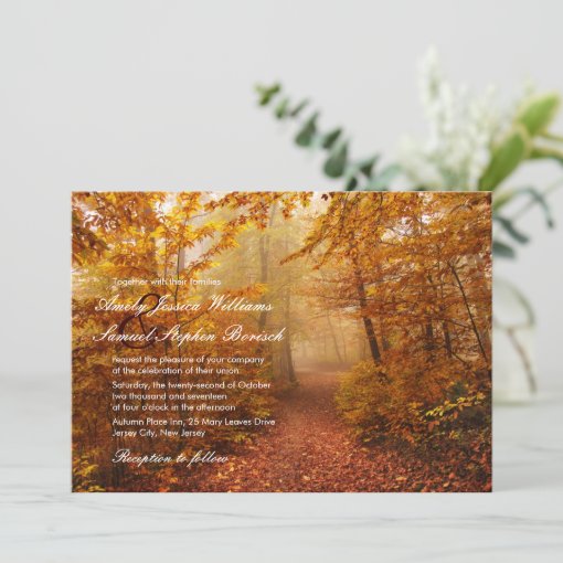 Autumn Romantic Forest Path Wedding Invitation | Zazzle