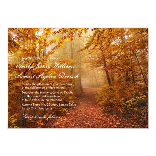 Autumn Romantic Forest Path Wedding Invitation | Zazzle.com