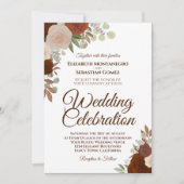 Autumn Roses Elegant Rust Orange Wedding Invitation | Zazzle