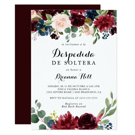 Autumn Rustic Calligraphy Spanish Bridal Shower Invitation | Zazzle.com