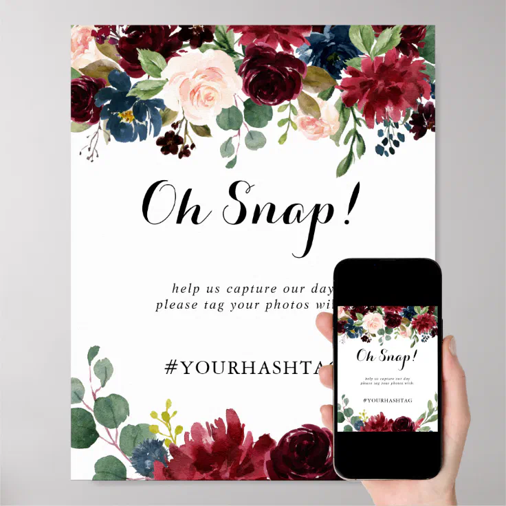 Autumn Rustic Calligraphy Wedding Oh Snap Sign | Zazzle