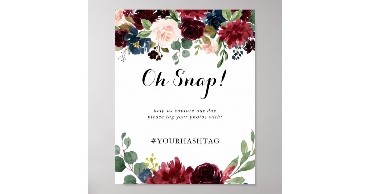 Autumn Rustic Calligraphy Wedding Oh Snap Sign | Zazzle