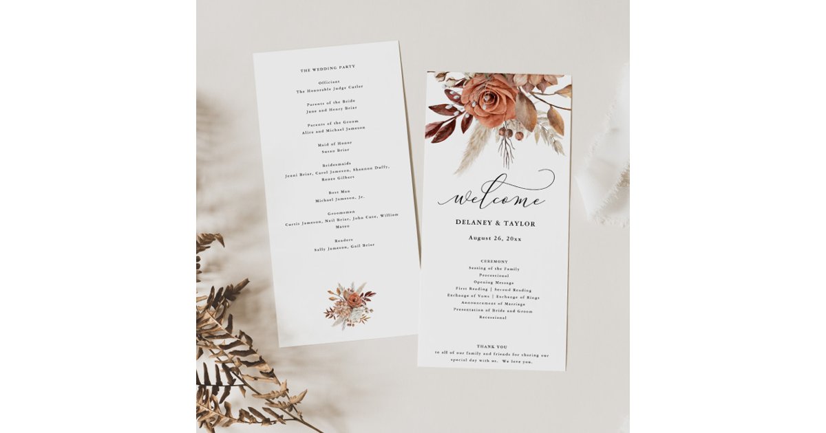 Autumn Rustic Floral Wedding Tall Program | Zazzle