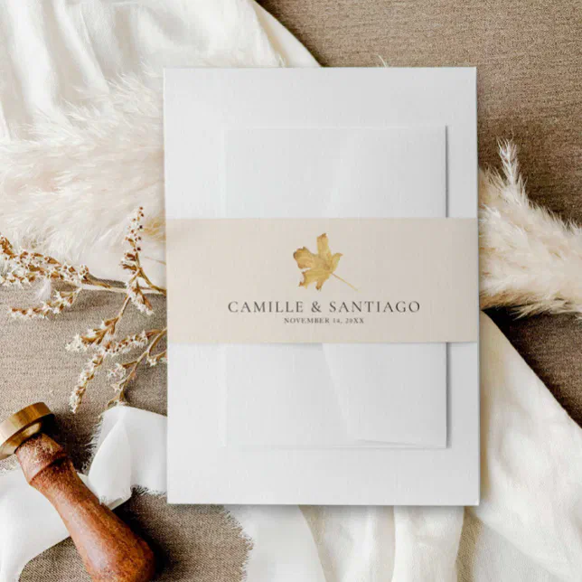 Autumn Rustic Minimalist Wedding Invitation Belly Band | Zazzle