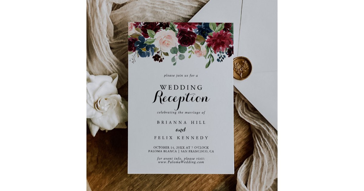 Autumn Rustic Modern Calligraphy Wedding Reception Invitation | Zazzle