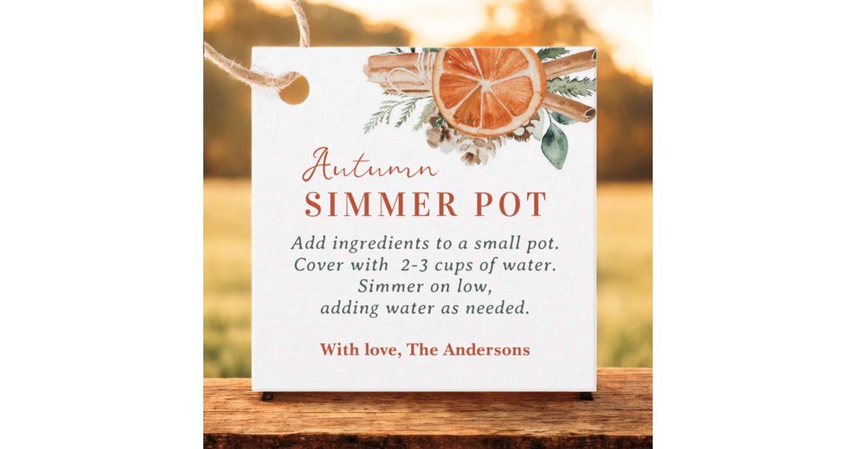 Autumn Simmer Pot Stovetop Potpourri Gift Favor Tags | Zazzle