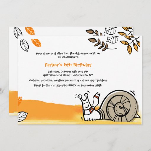 Autumn Snail Invitation | Zazzle